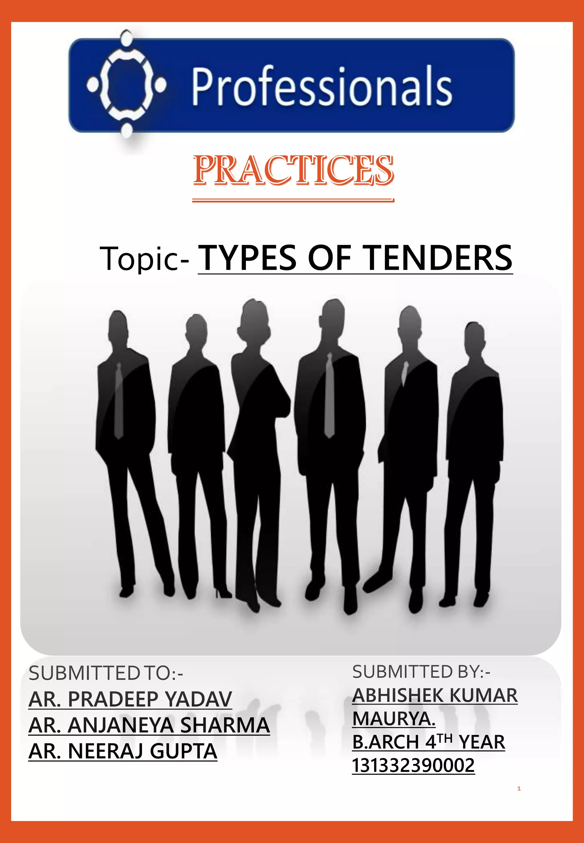 Types of tender and their processing. | PPTX