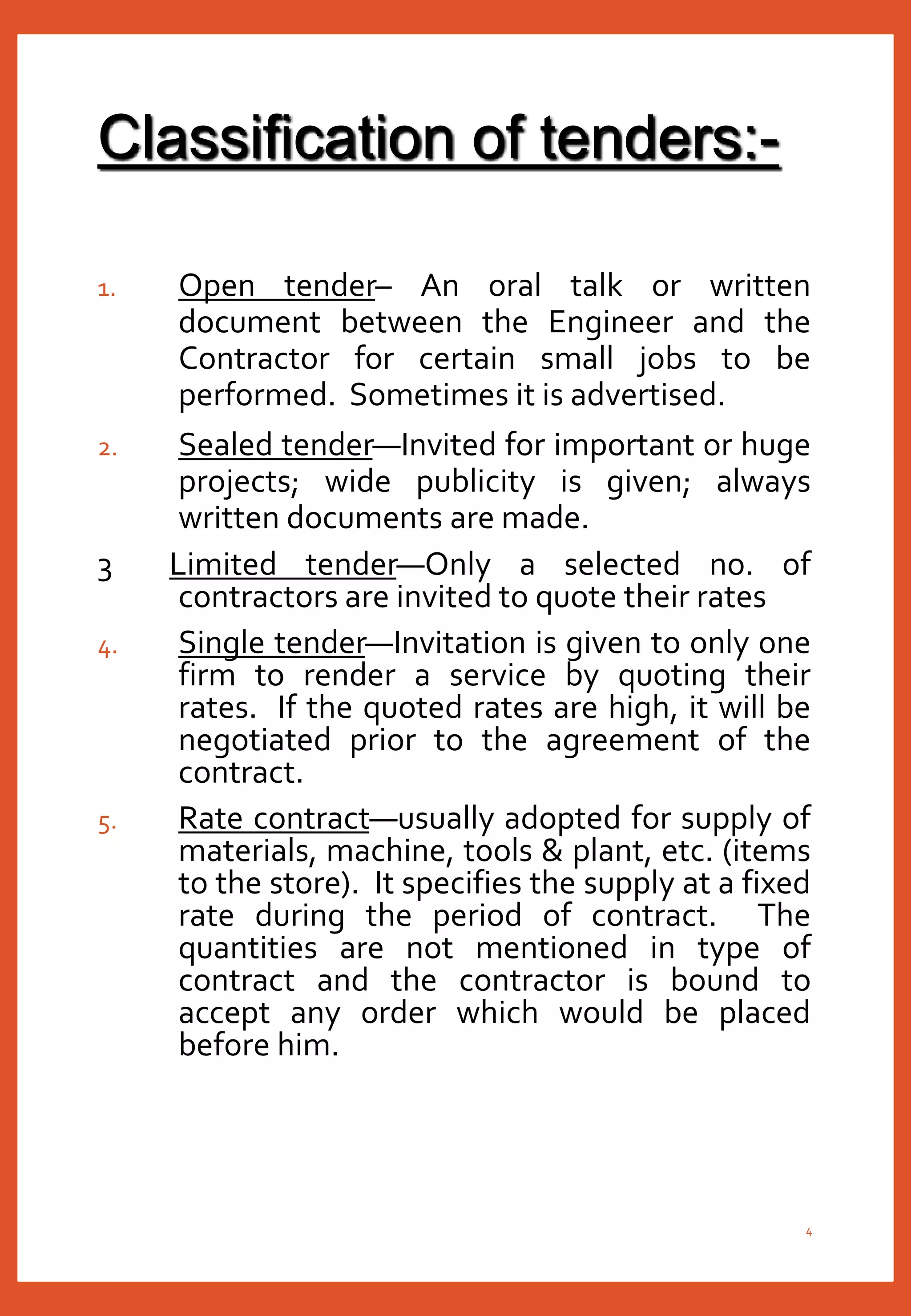 Types of tender and their processing. | PPTX