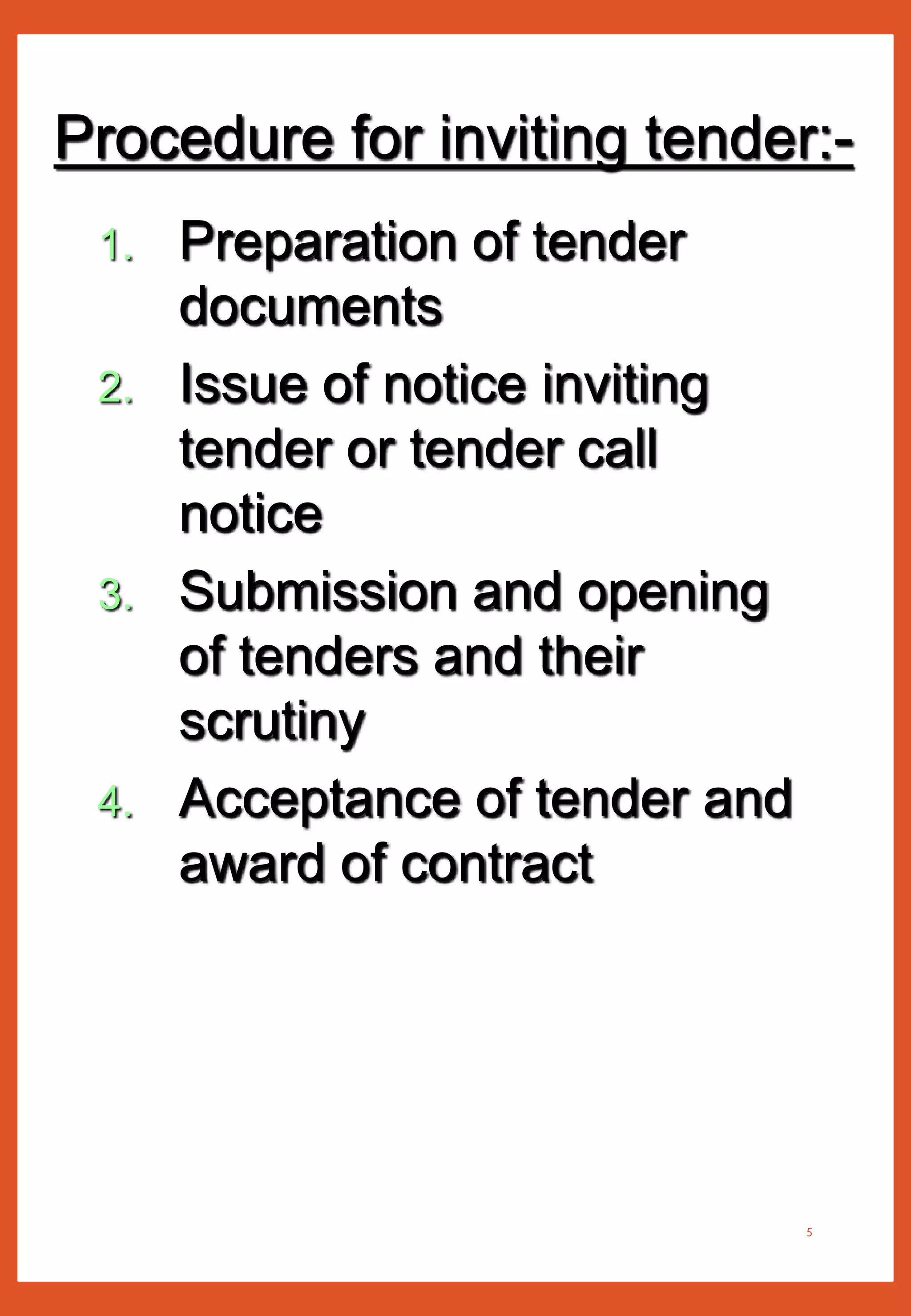 Types of tender and their processing. | PPTX
