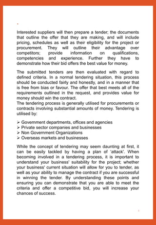 Types of tender and their processing. | PPTX