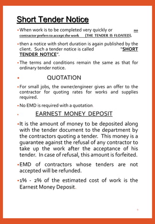 Types of tender and their processing. | PPTX