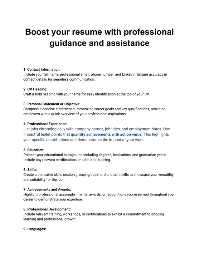 Boost your resume wih professional guidance and assistance | PDF