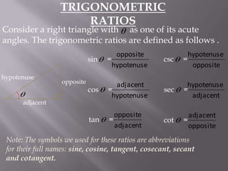 trigonomery of right triangles | PPT