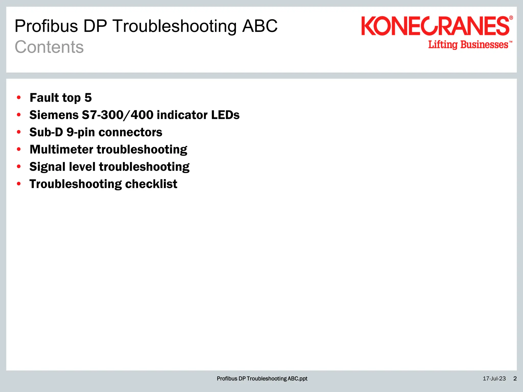 Profibus DP Troubleshooting - Kone cranes Rev 1507.pdf