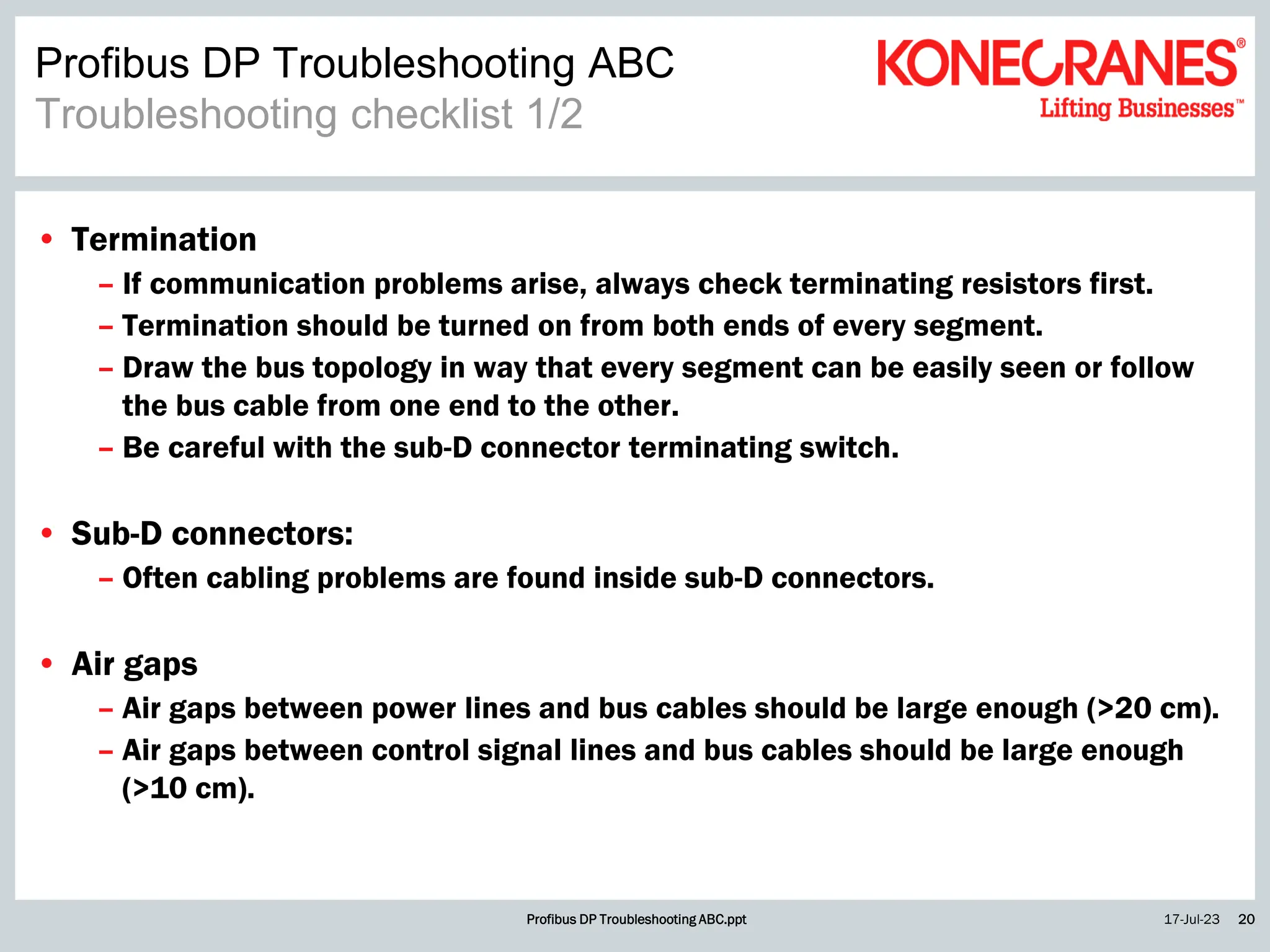 Profibus DP Troubleshooting - Kone cranes Rev 1507.pdf
