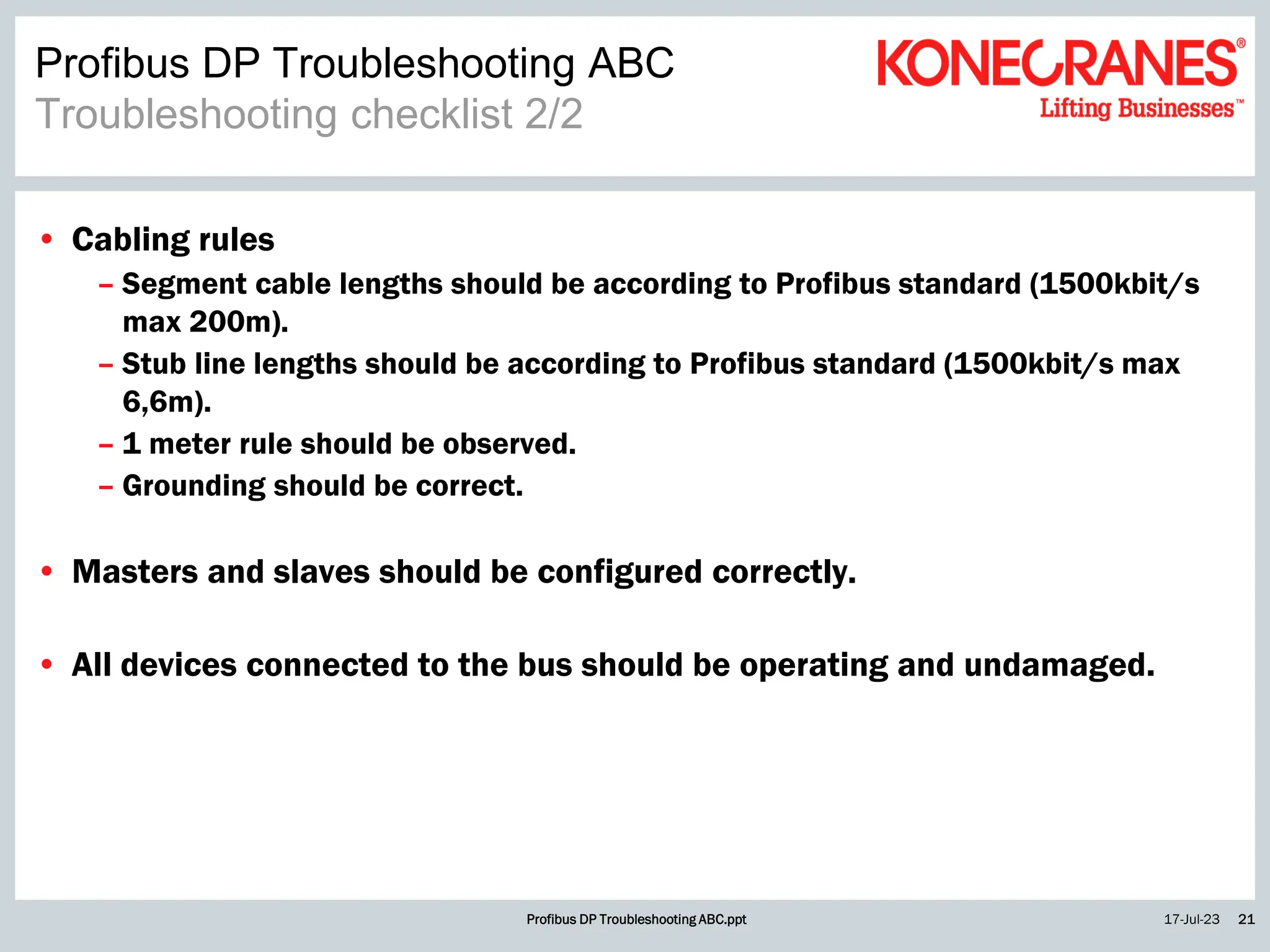 Profibus DP Troubleshooting - Kone cranes Rev 1507.pdf