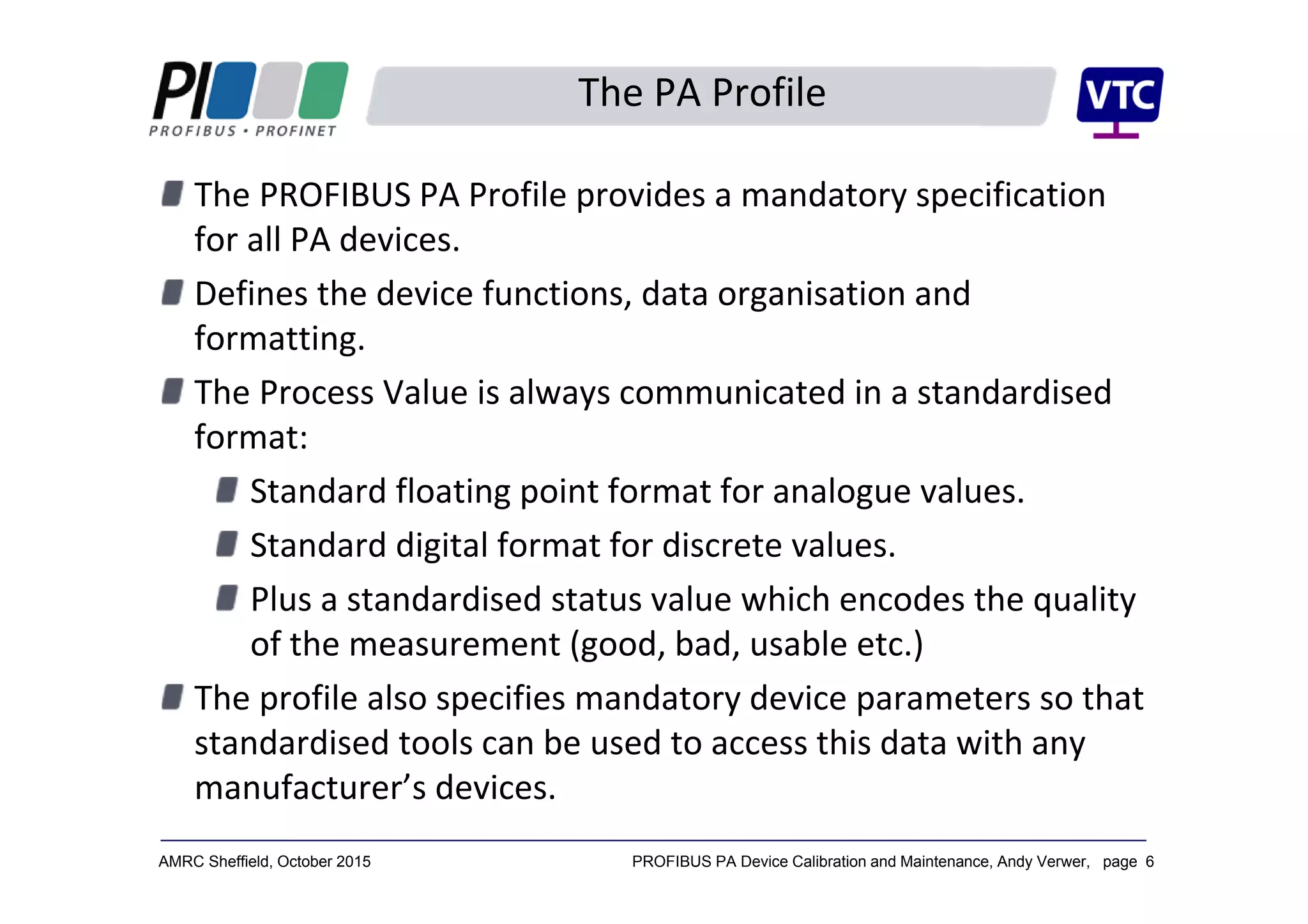 Profibus PA device calibration and maintenance - Andy Verwer | PDF
