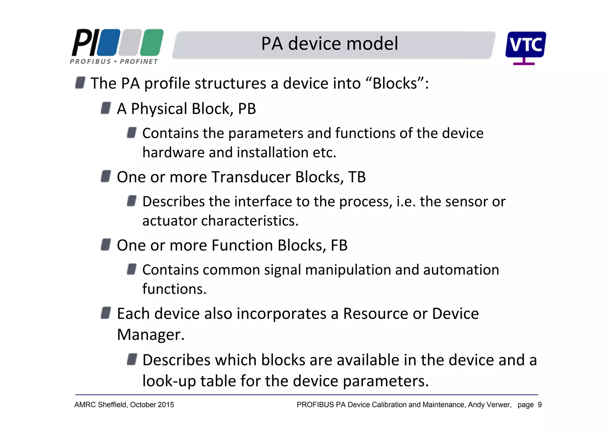 Profibus PA device calibration and maintenance - Andy Verwer | PDF