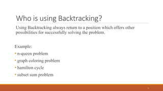 proficiency presenattion on topic of backtracking algo | PPT