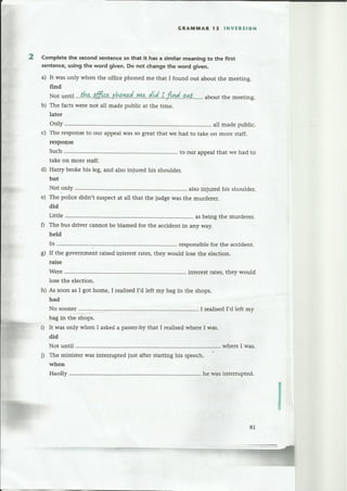 Proficiency inversion from Michael Vince´s Advanced Grammar exercises | PDF