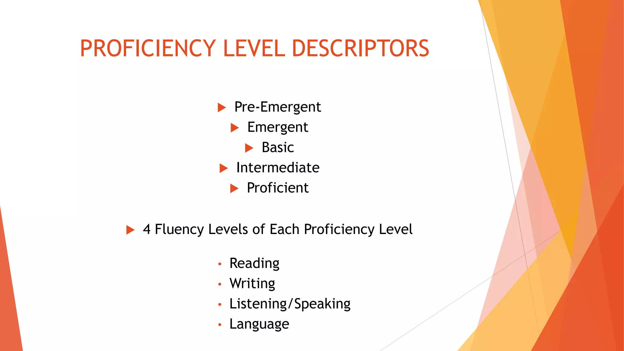 Proficiency levels summary | PPTX