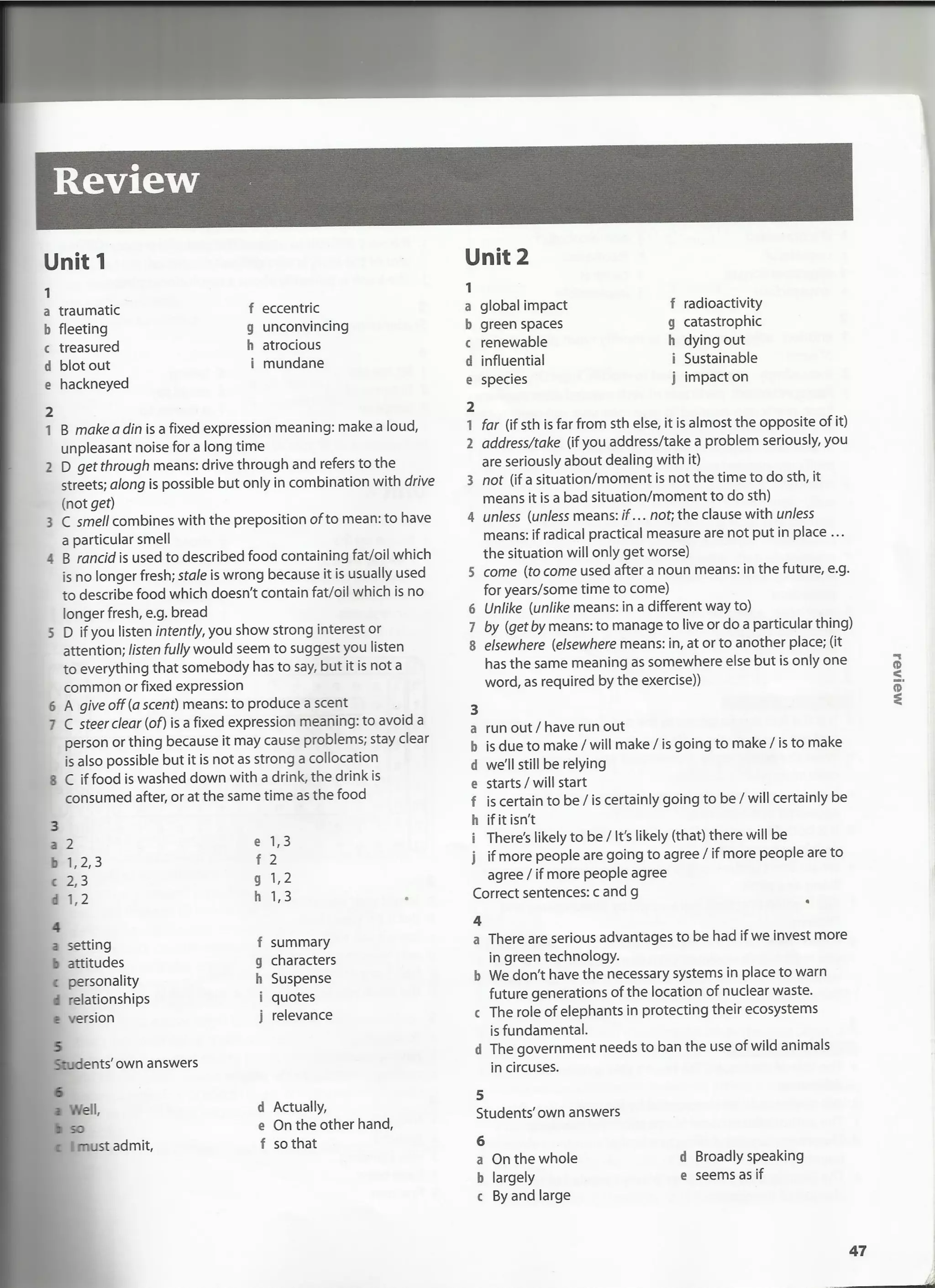 Proficiency masterclass revision key units 1 12 | PDF