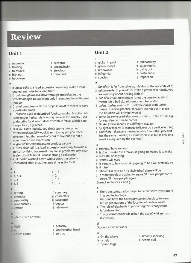 Proficiency masterclass revision key units 1 12 | PDF