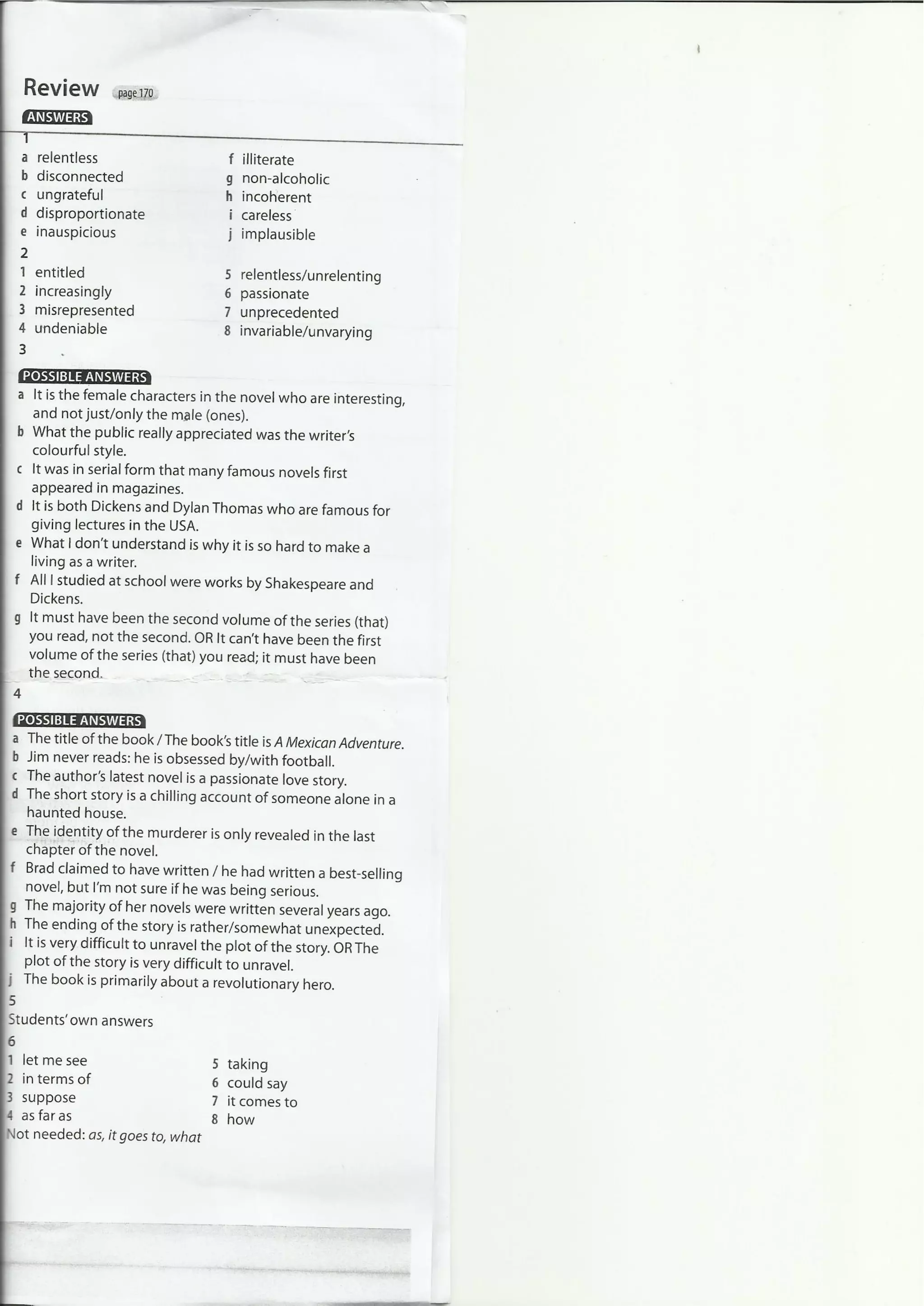 Proficiency masterclass unit 3 review section key | PDF