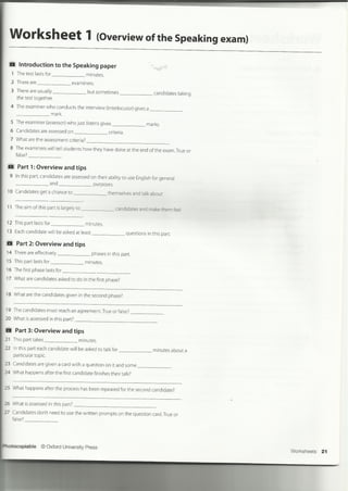 Proficiency oral test overview (worksheet 1) | PDF