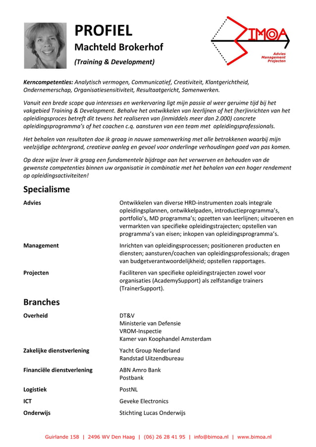 Profiel Machteld Brokerhof (Bimoa) | PDF