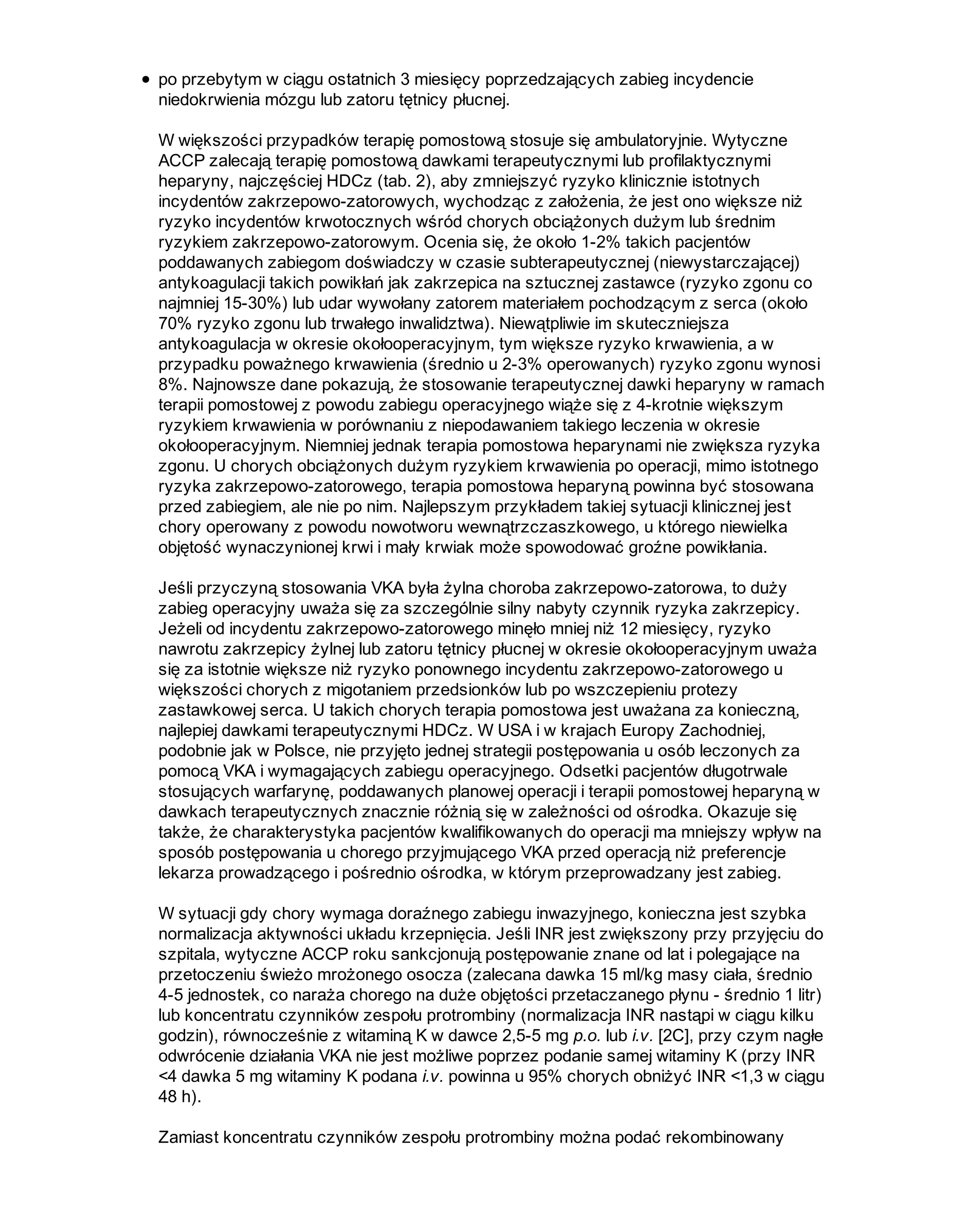 Profilaktyka przeciwzakrzepowa - odstawianie leków p.krzepliwych. | PDF