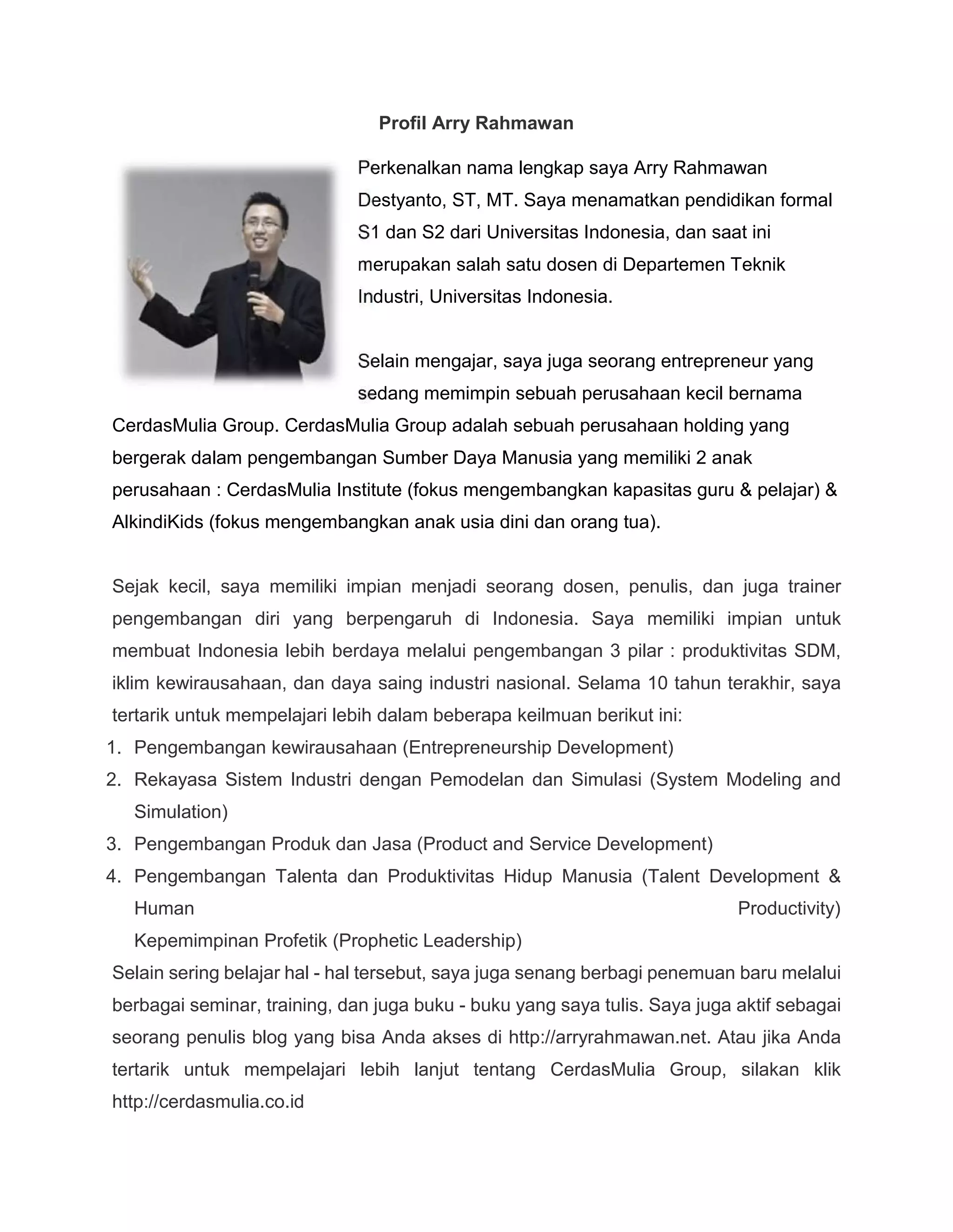 Profil arry rahmawan | PDF