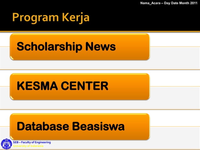 Profil bidang kesma bem ftui 2011 | PPTX