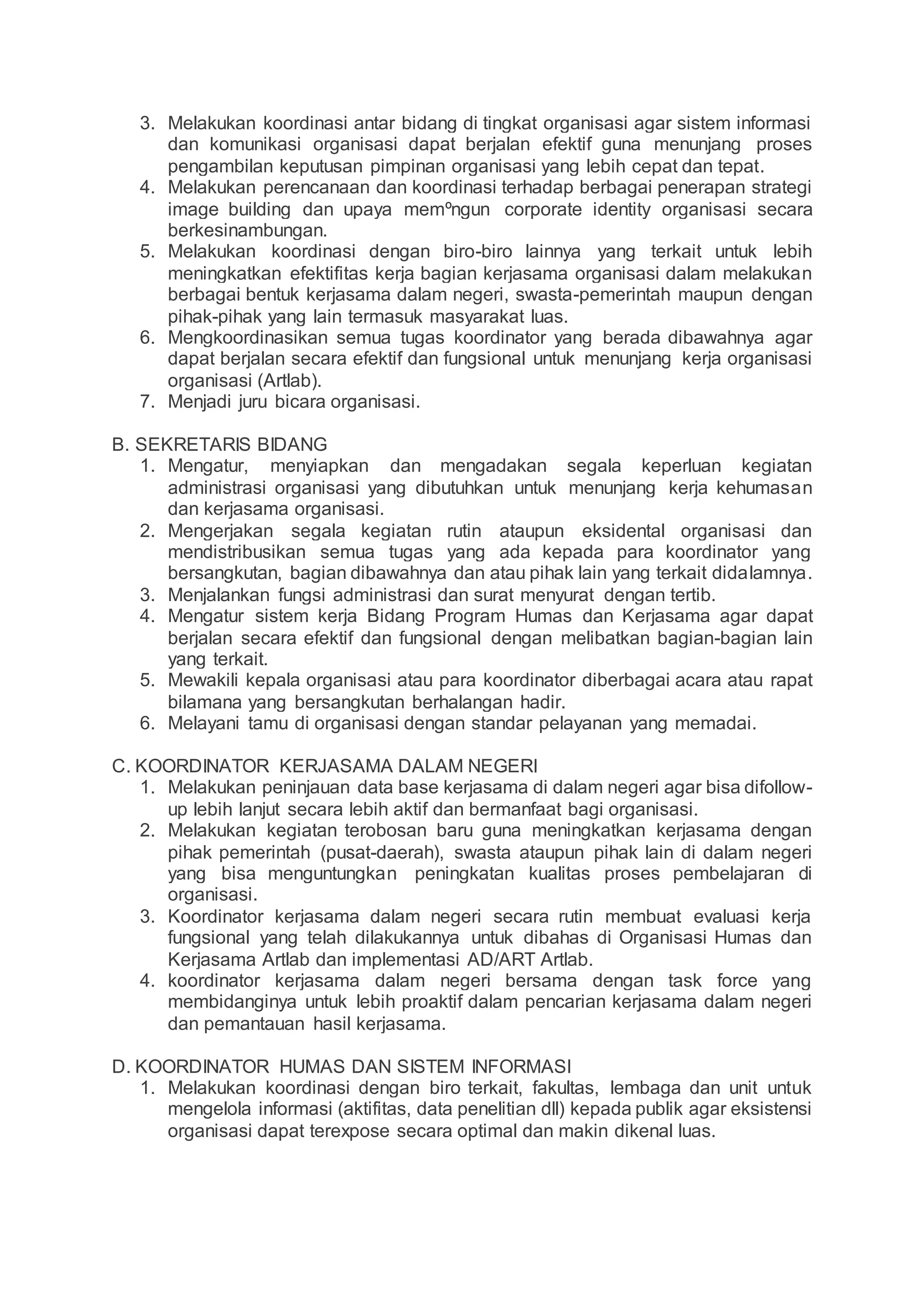 Profil bidang program humas dan kerjasama | DOCX