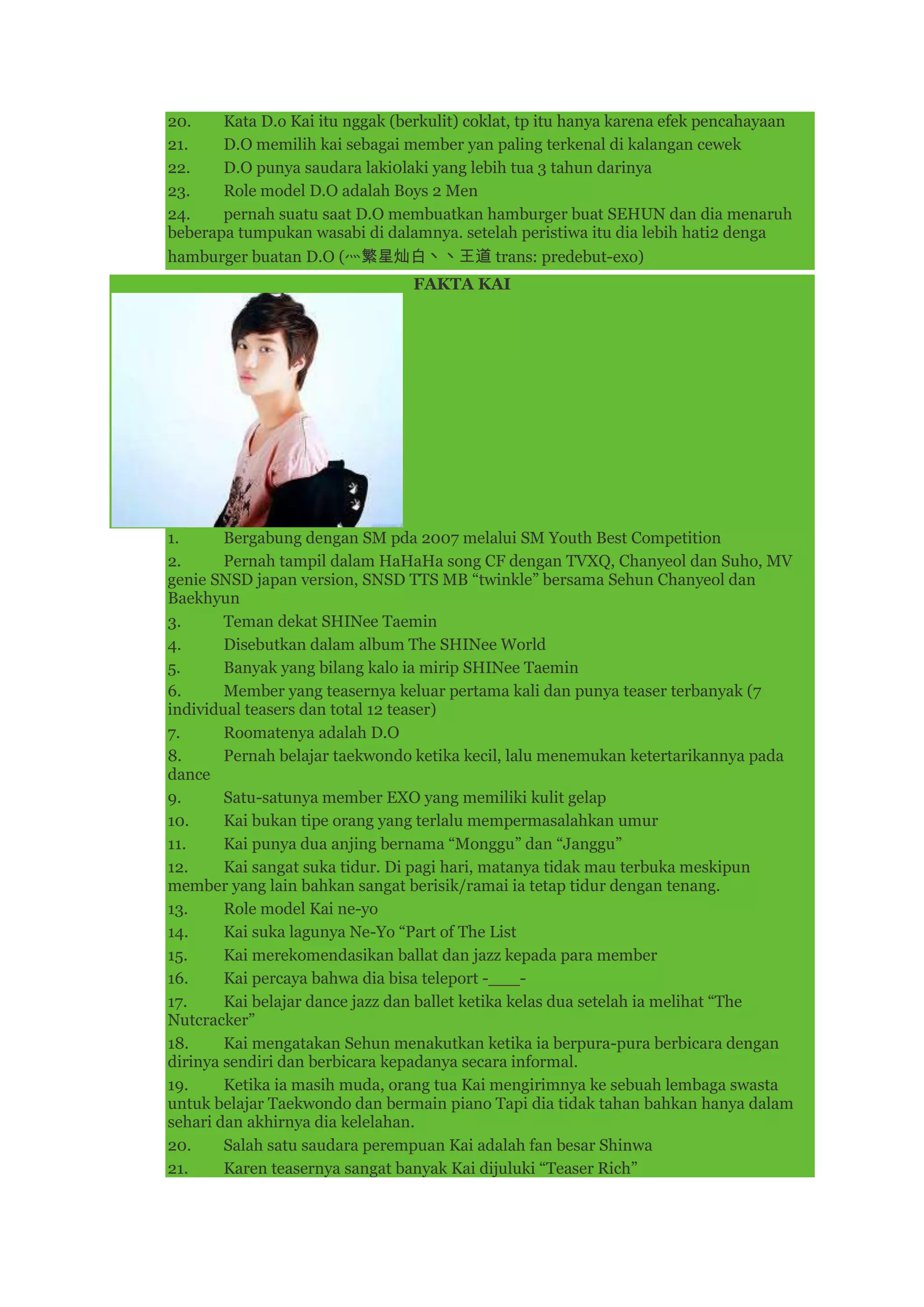 Profil dan biodata exo beserta fakta | DOCX