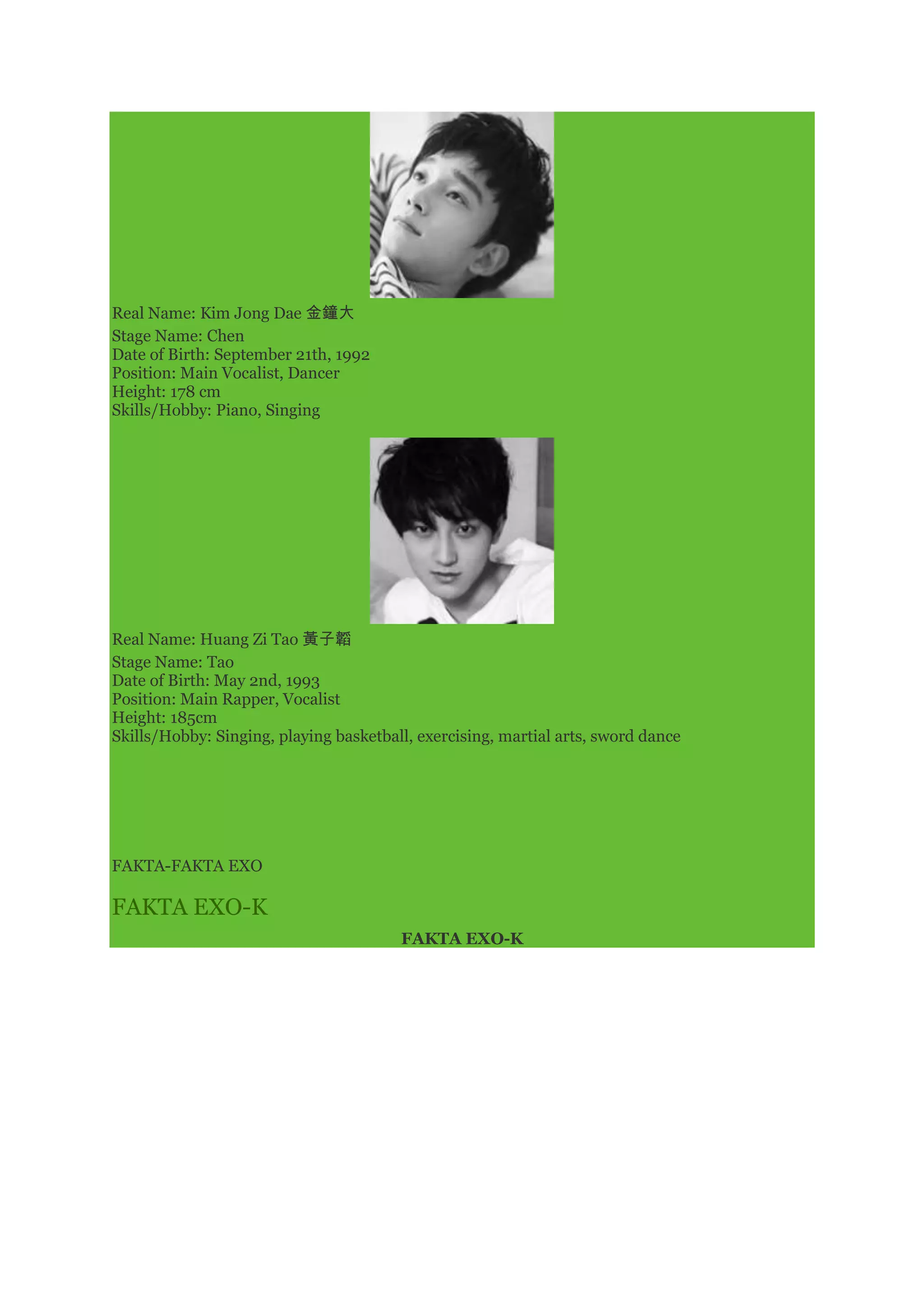 Profil dan biodata exo beserta fakta | DOCX