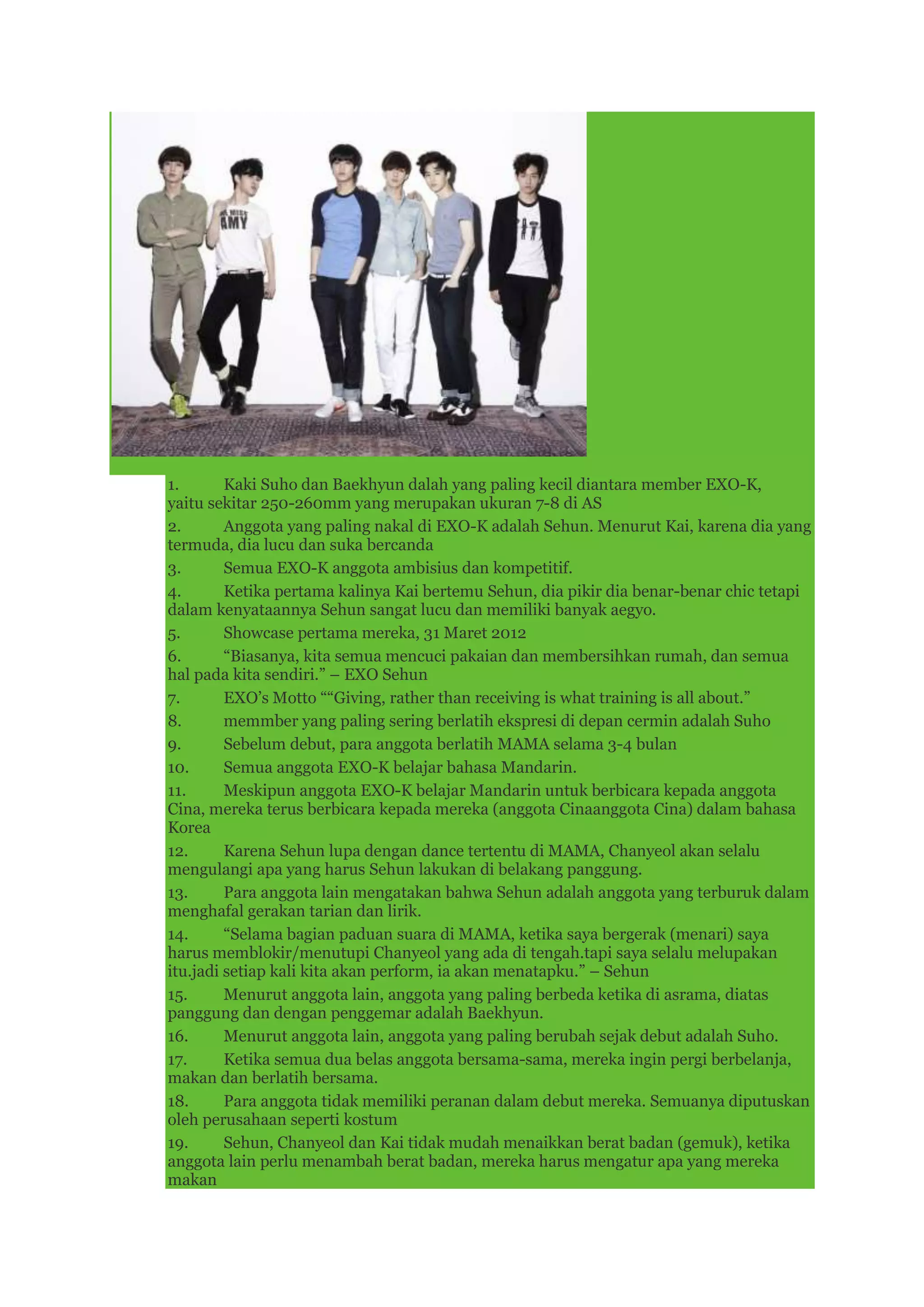 Profil dan biodata exo beserta fakta | DOCX