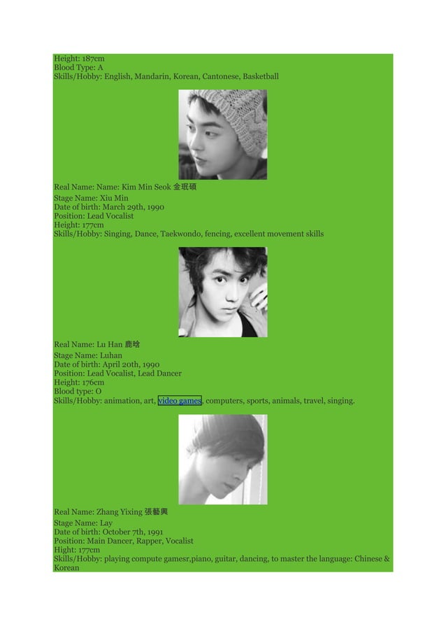 Profil dan biodata exo beserta fakta | PDF