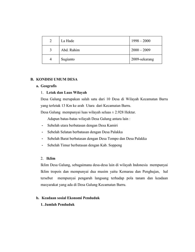 Profil desa galung | DOCX