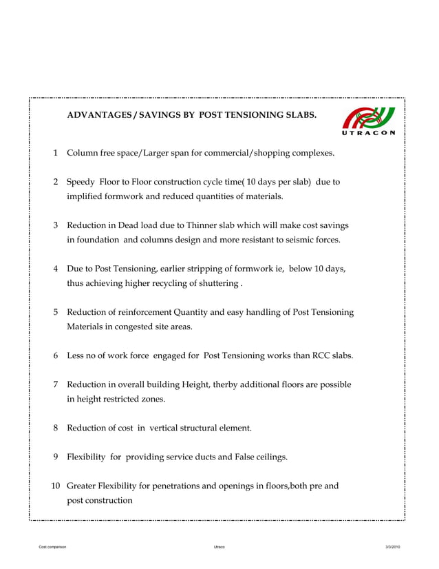Post Tensioning System Utracon Structural system Pvt Ltd | PDF