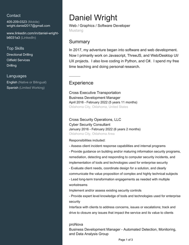 Daniel Wright Resume | PDF