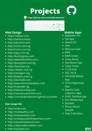 Umar Kabir Dan Anini Portfolio | PDF