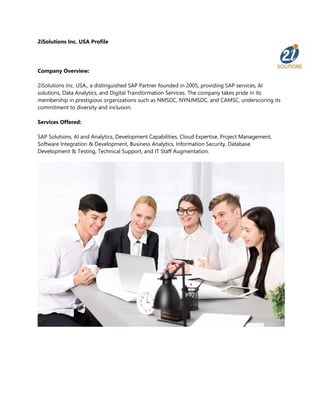 2iSolutions, a certified SAP Gold Partner | PDF