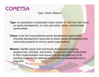 Profile - COMETSA Sports Development Agency NPC | PDF