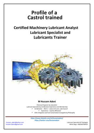 Profile ex Castrol lube specialist 7th aug 2020 | PDF | Science