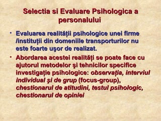 Profile Si Selectia De Personal | PPT