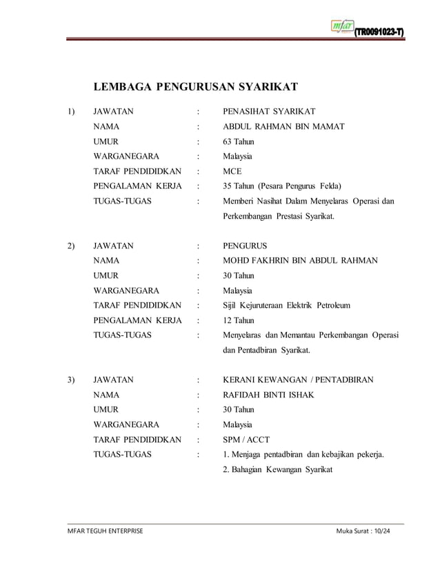 Profile syarikat | DOCX