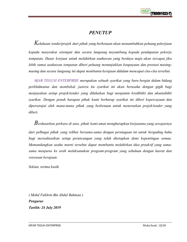 Profile syarikat | DOCX