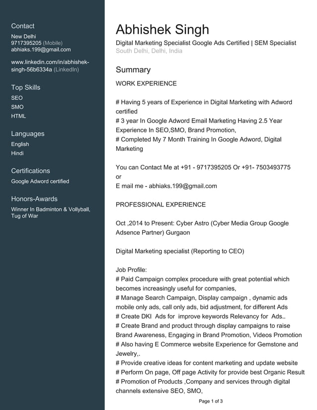 Resume - Abhishek Singh | PDF