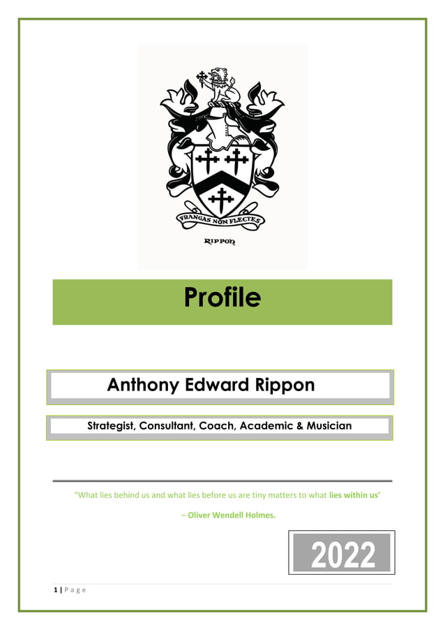 Profile 2022 - Dr. [Prof.] Anthony Rippon | PDF | Management Consulting ...