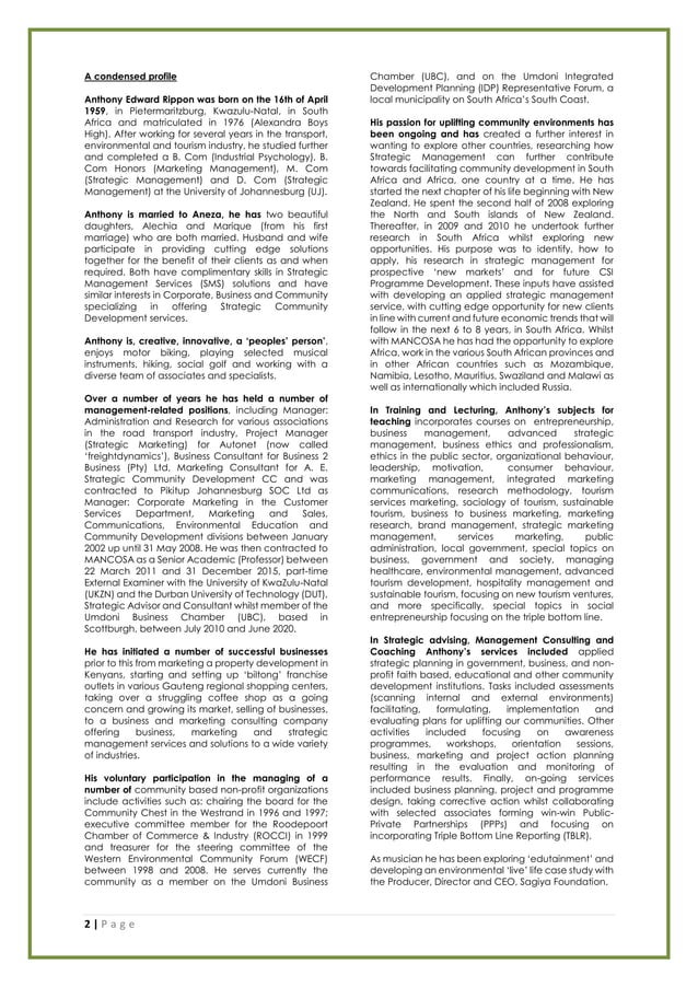 Profile 2022 - Dr. [Prof.] Anthony Rippon | PDF | Management Consulting ...