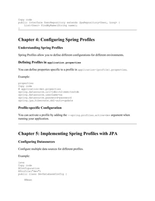 Mastering Spring JPA & Profiles: Practical Guide with Real Data Differences! 🚀 | DOCX ...