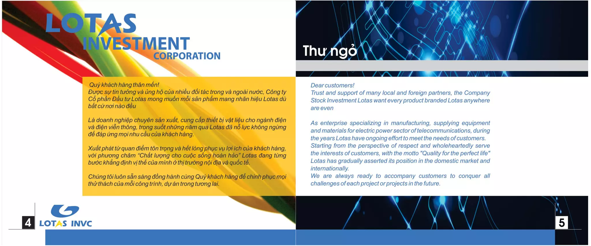 Mẫu thiết kế Profile Công ty Đầu tư LOTAS song ngữ Anh Việt | PDF