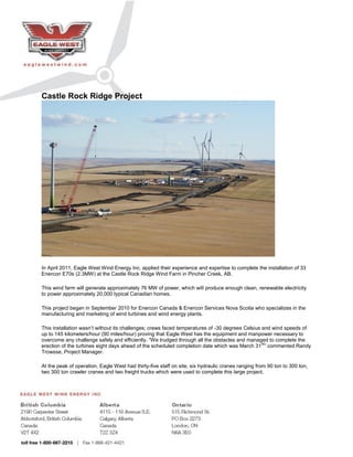 Sampling of Eagle West Wind Energy Projects | PDF