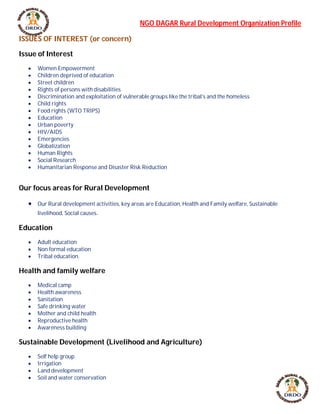 DAGAR RURAL DEVELOPMENT ORGNAIZATION | PDF