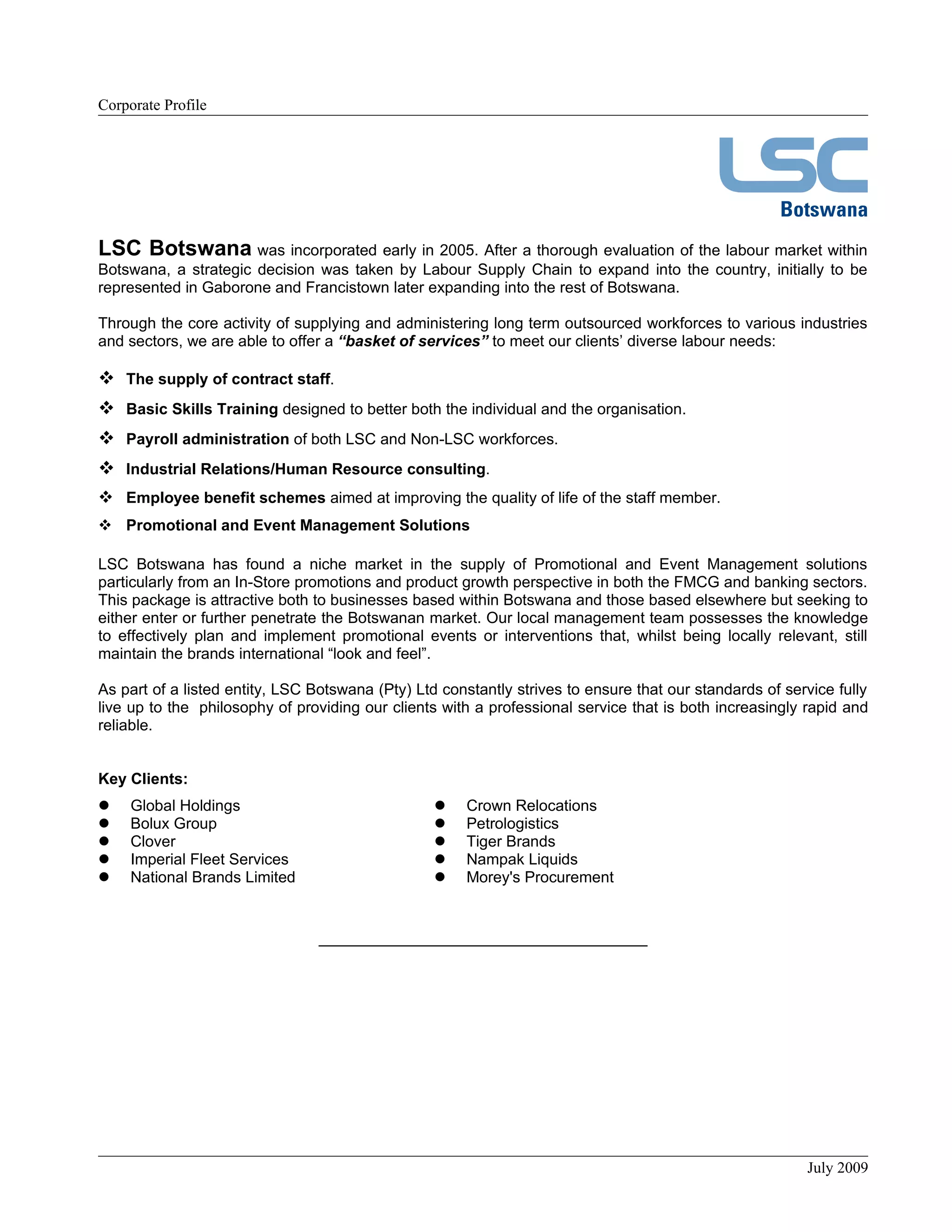 LSC Company Profile | PDF