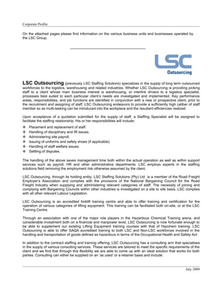 LSC Company Profile | PDF