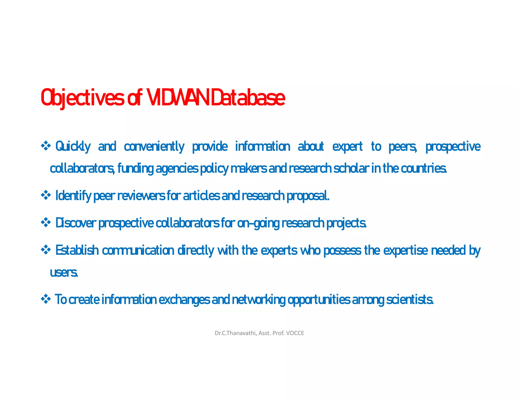Profile Management System for Academic/Research Visibility-Vidwan | PDF
