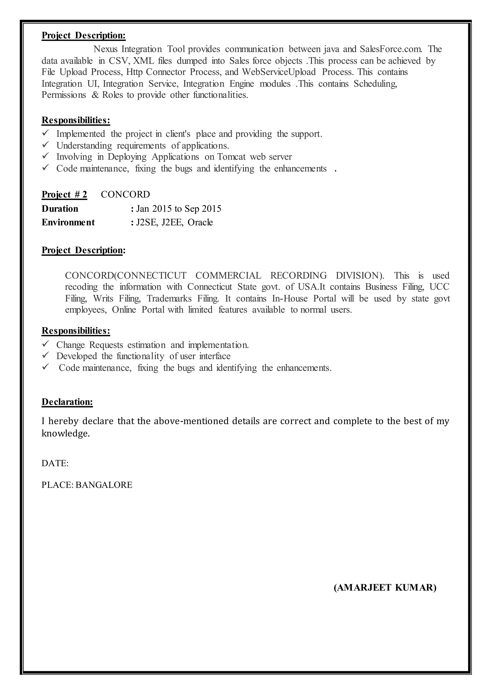 Profile of amarjeet | DOCX