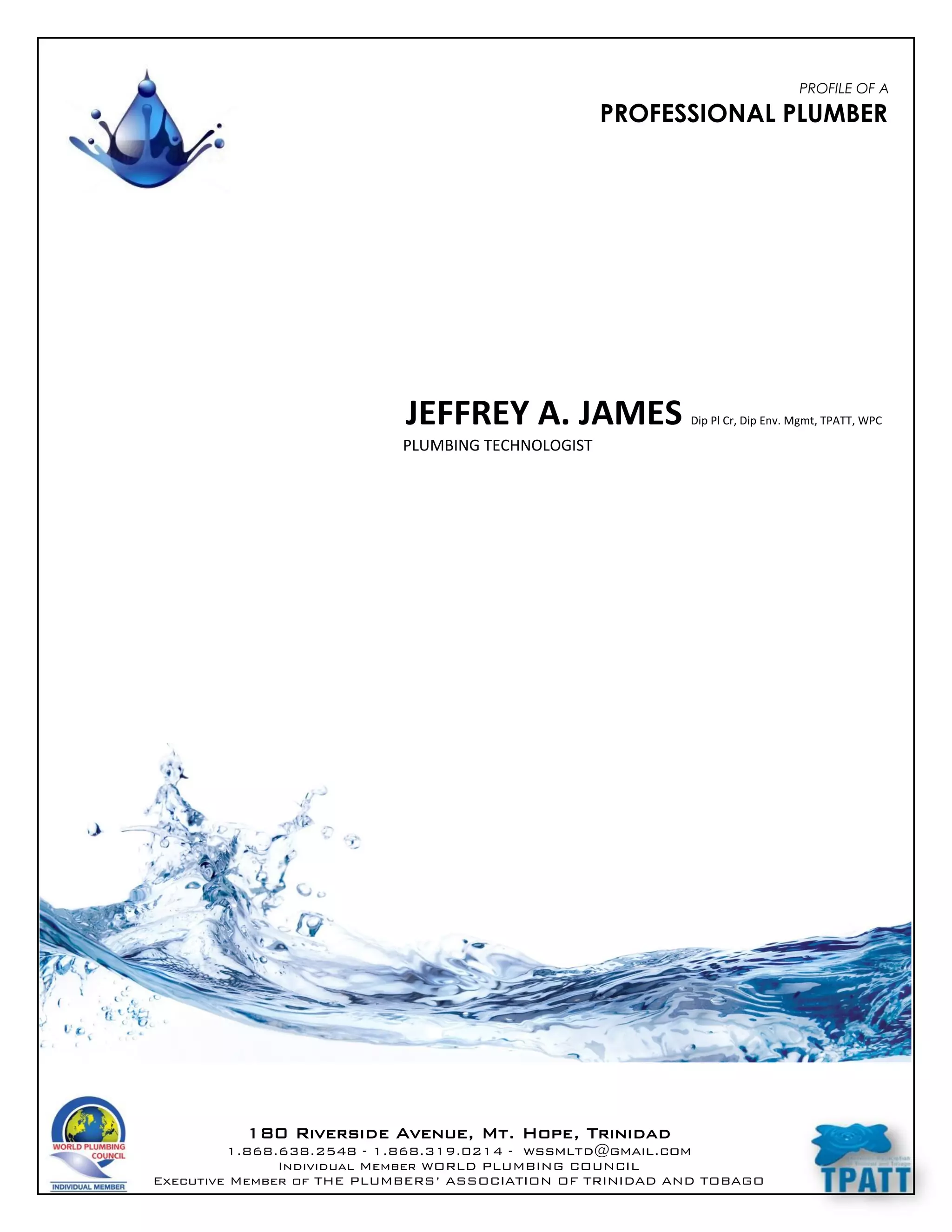 Profile of a professional plumber jeffrey james | PDF
